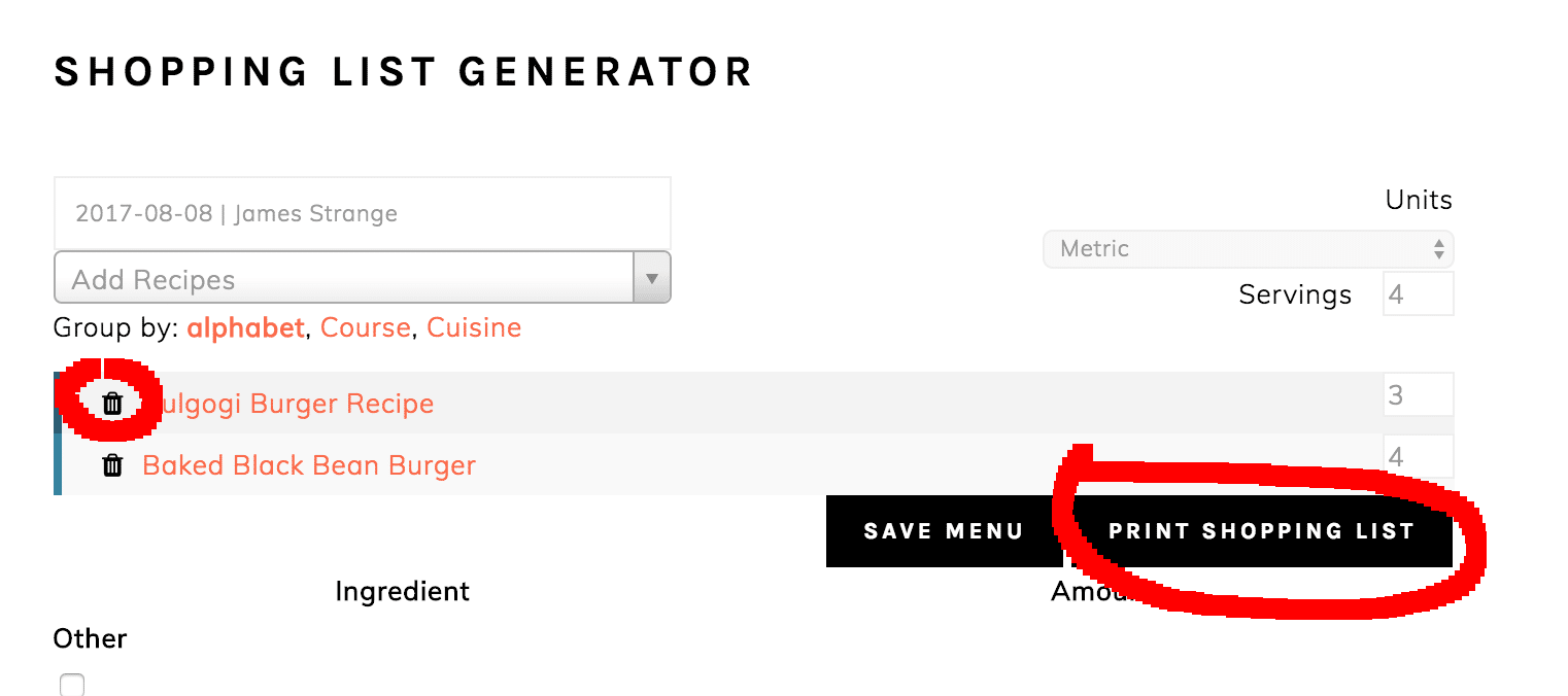 Shopping List Generator - James Strange